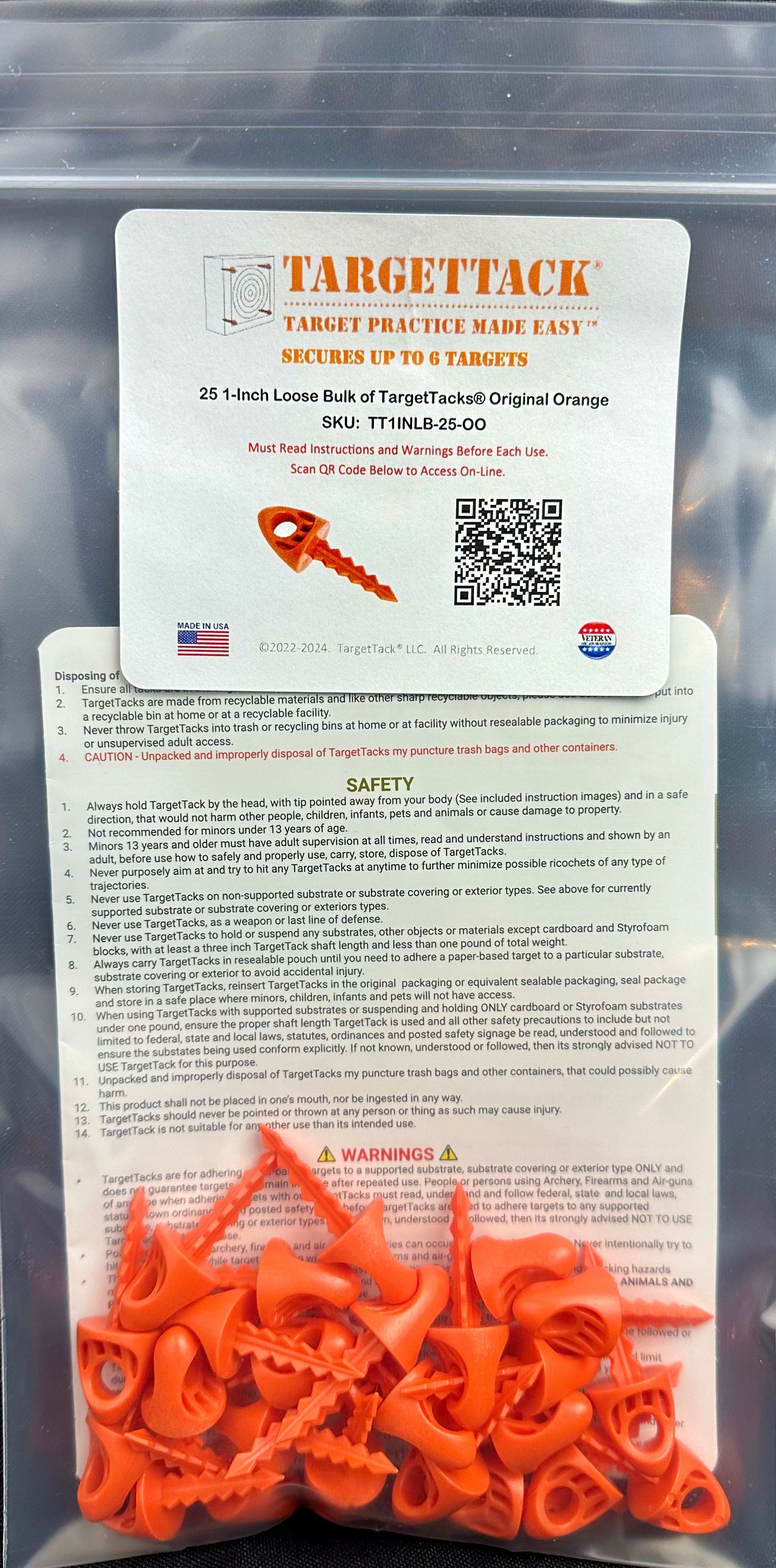 25 1-Inch Loose Bulk of TargetTacks® Original Orange – TargetTack®